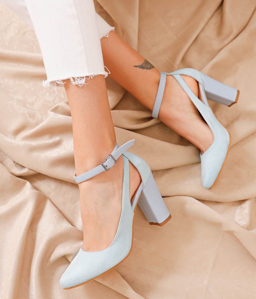 Chic Baby Blue Suede High Heels-stylish and Comfortable,wedding Shoes ...