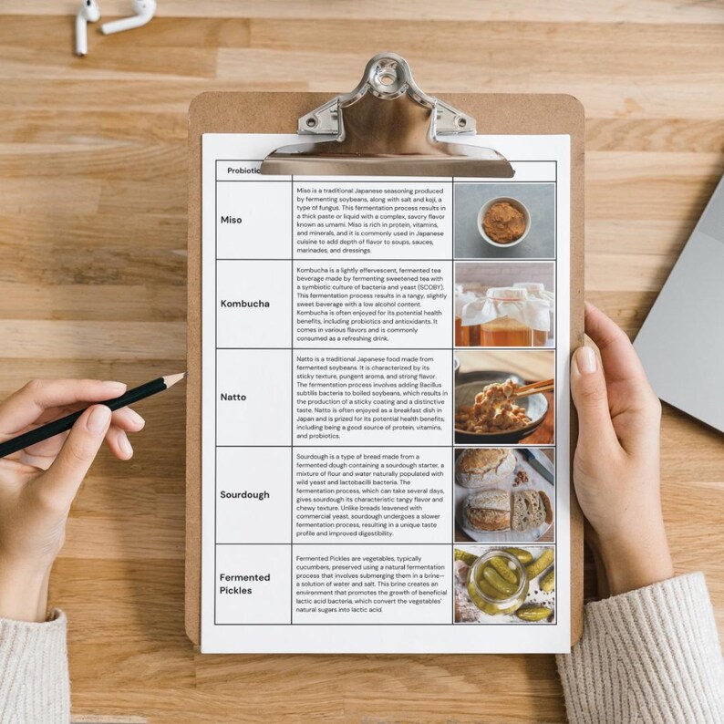 Probiotic Foods Chart, Fermented Foods Guide, Printable Foods List ...