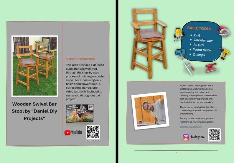 DIY Swivel Bar Stool: A Step-by-step Guide With Video Tutorial - Etsy