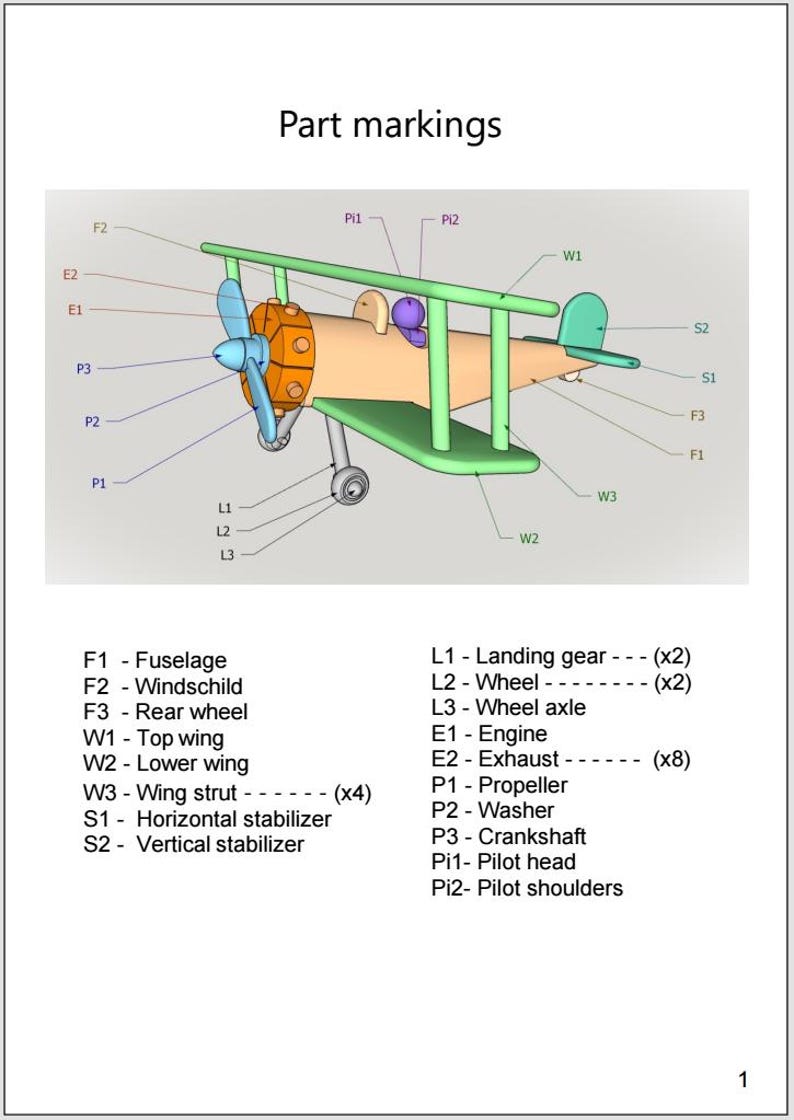 DIY Wooden Toy Airplane / Plan With Dimensions for Shaping and Cutting ...