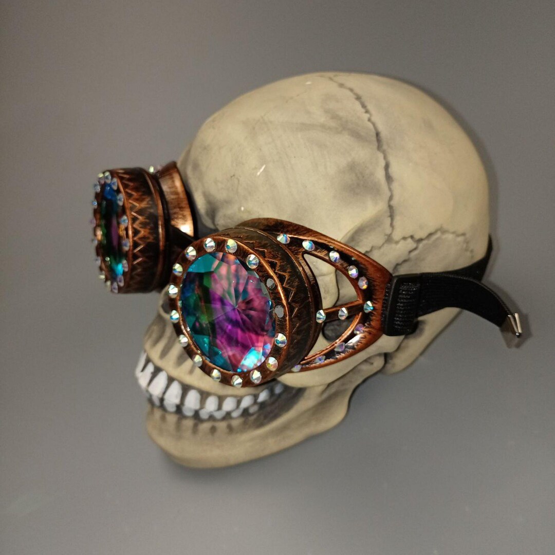 Steampunk Masquerade Glasses With Rhinestones and Kaleidoscope Lenses ...
