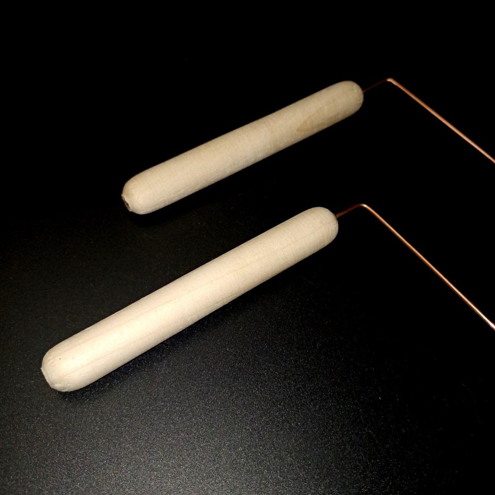 Dowsing Rods Set: Copper-coated, Rock Crystal Tips, Wooden Handles - Etsy