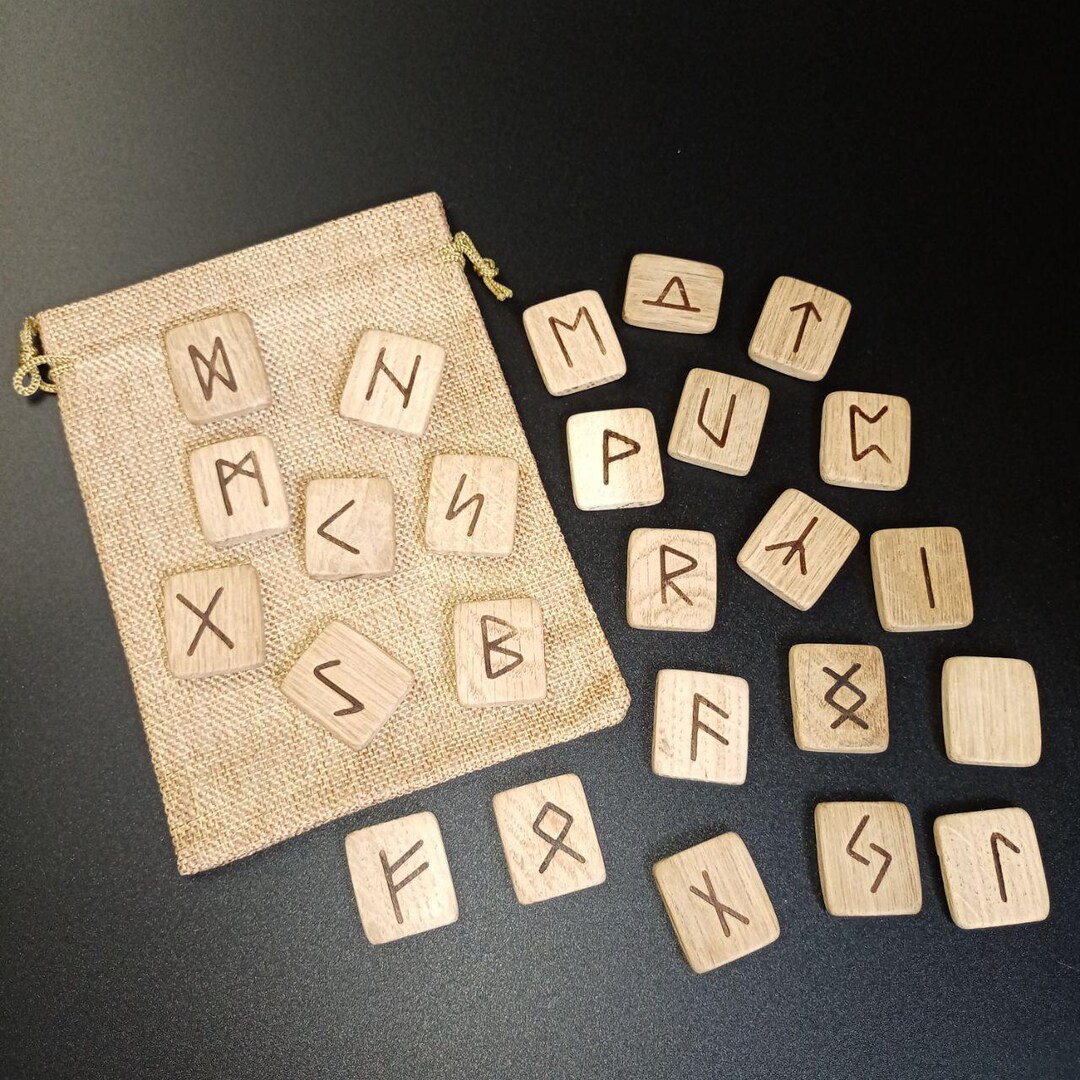 A Set of Wooden Runes From Natural Oak. 25 Viking Runes. Handicraft ...
