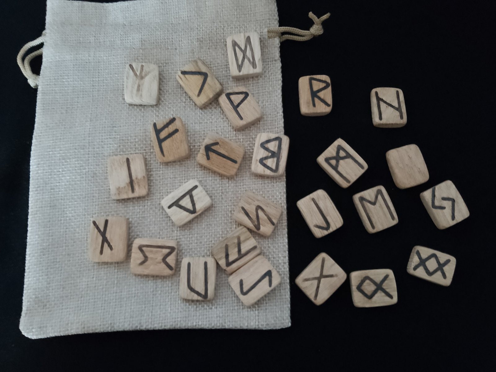 Set of Wooden Runes Made of Natural Oak 25 Pieces. Handmade. Viking ...