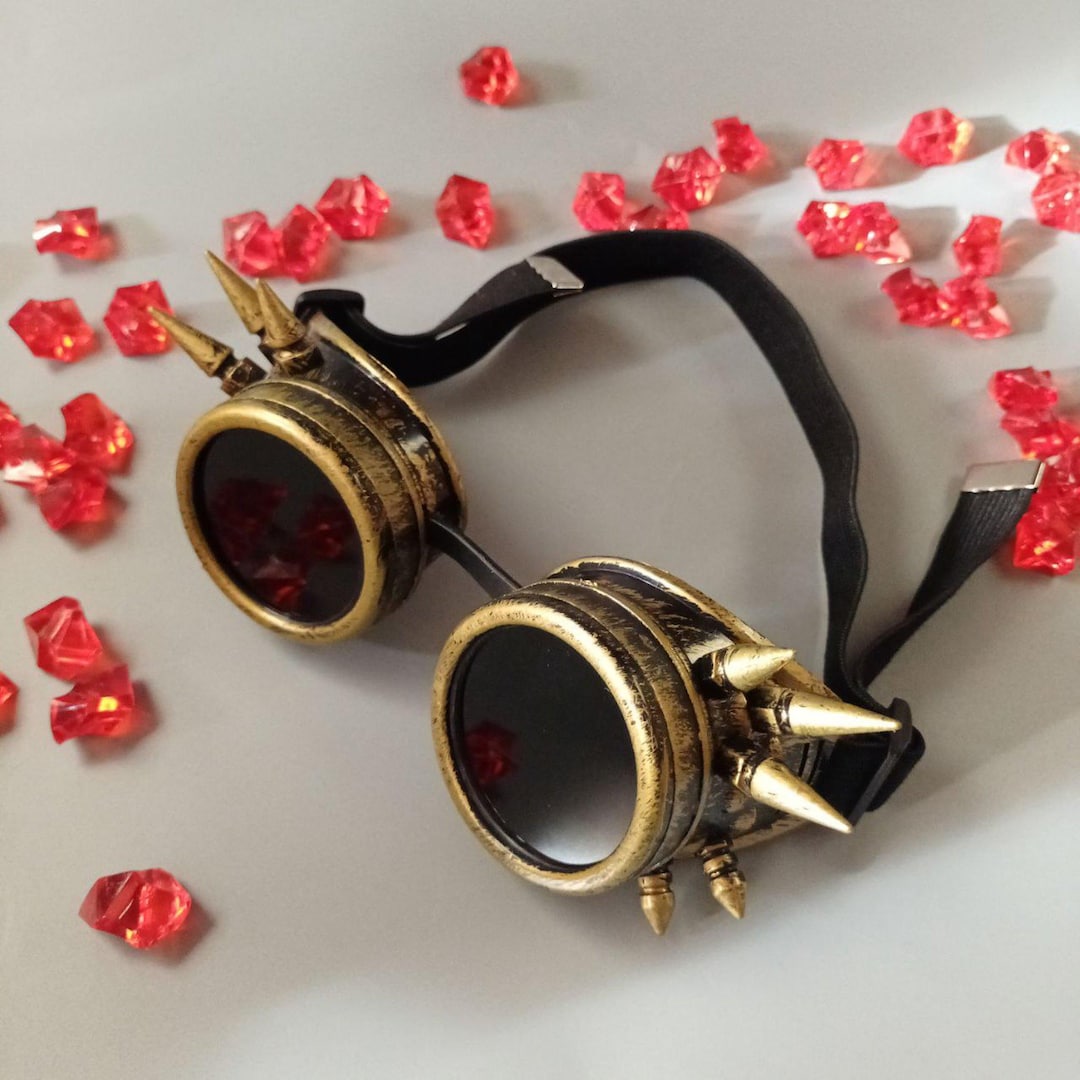 Spiked Steampunk Goggles, Antique Gold Cosplay Accessory - Etsy
