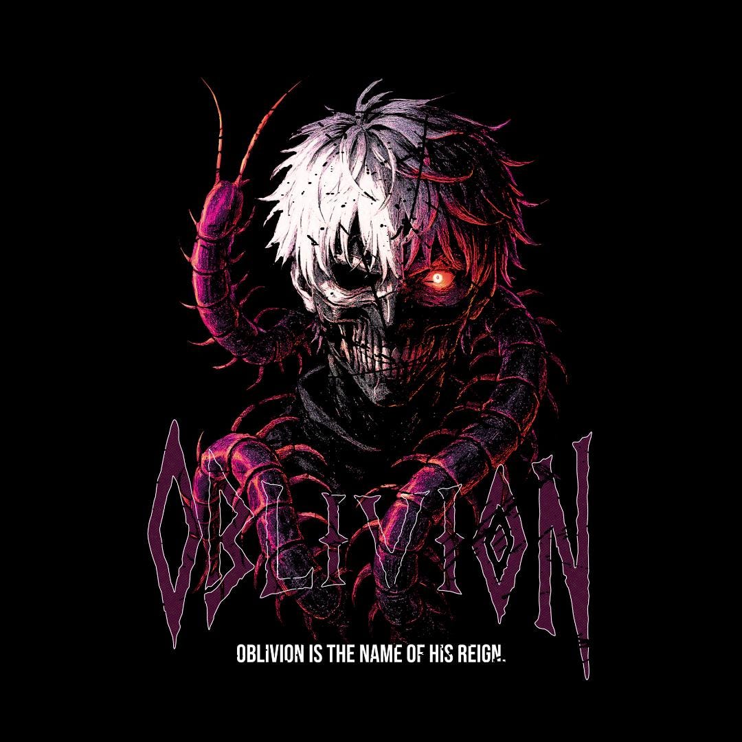 Oblivion PNG | Dark Anime Ghoul With Centipede Horror Digital Art ...