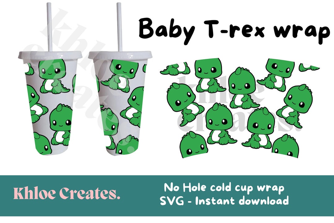 Baby T-rex Cold Cup Wrap SVG, No Hole Dino File (digital Download) - Etsy