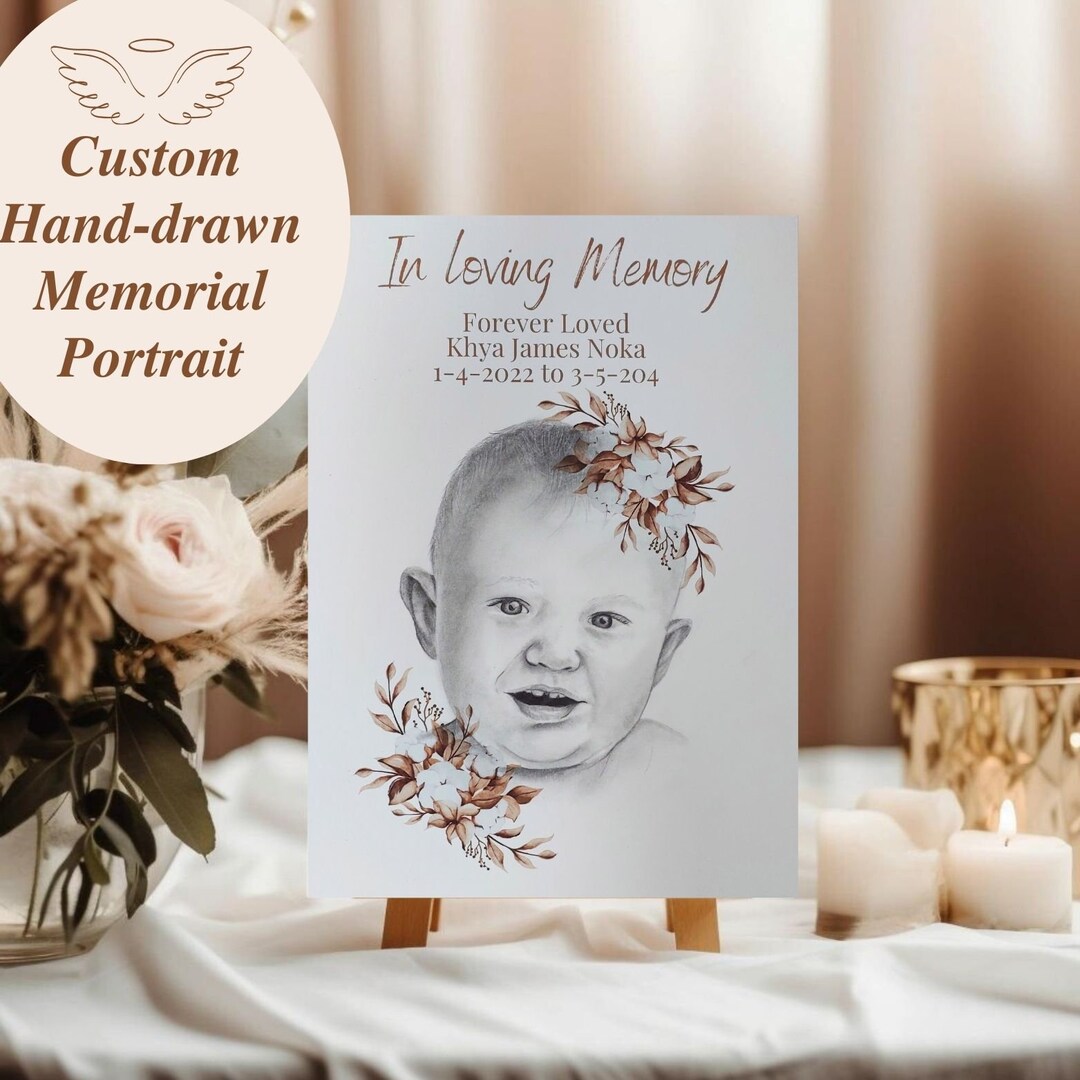 Custom Memorial Art Custom Portrait Drawing Paper Custom Memorial Sign ...