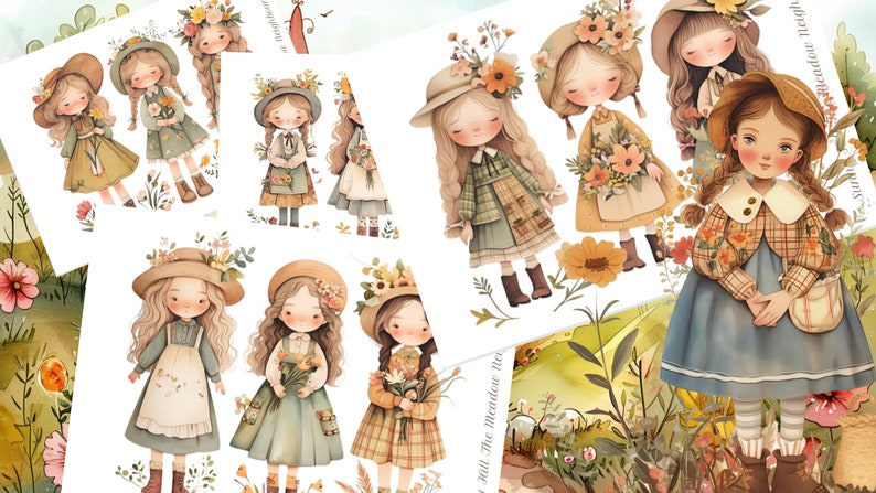 Sunny Hill Paper Dolls Kit Paper Printable Kit Junk Journal Cut off ...