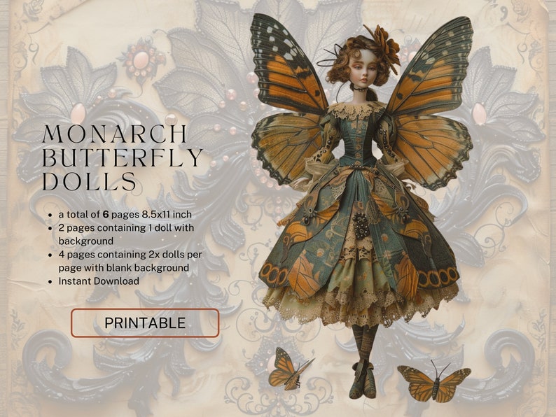 Monarch Paper Doll, Butterfly, Ephemera, Victorian, Scrapbook, Junk ...