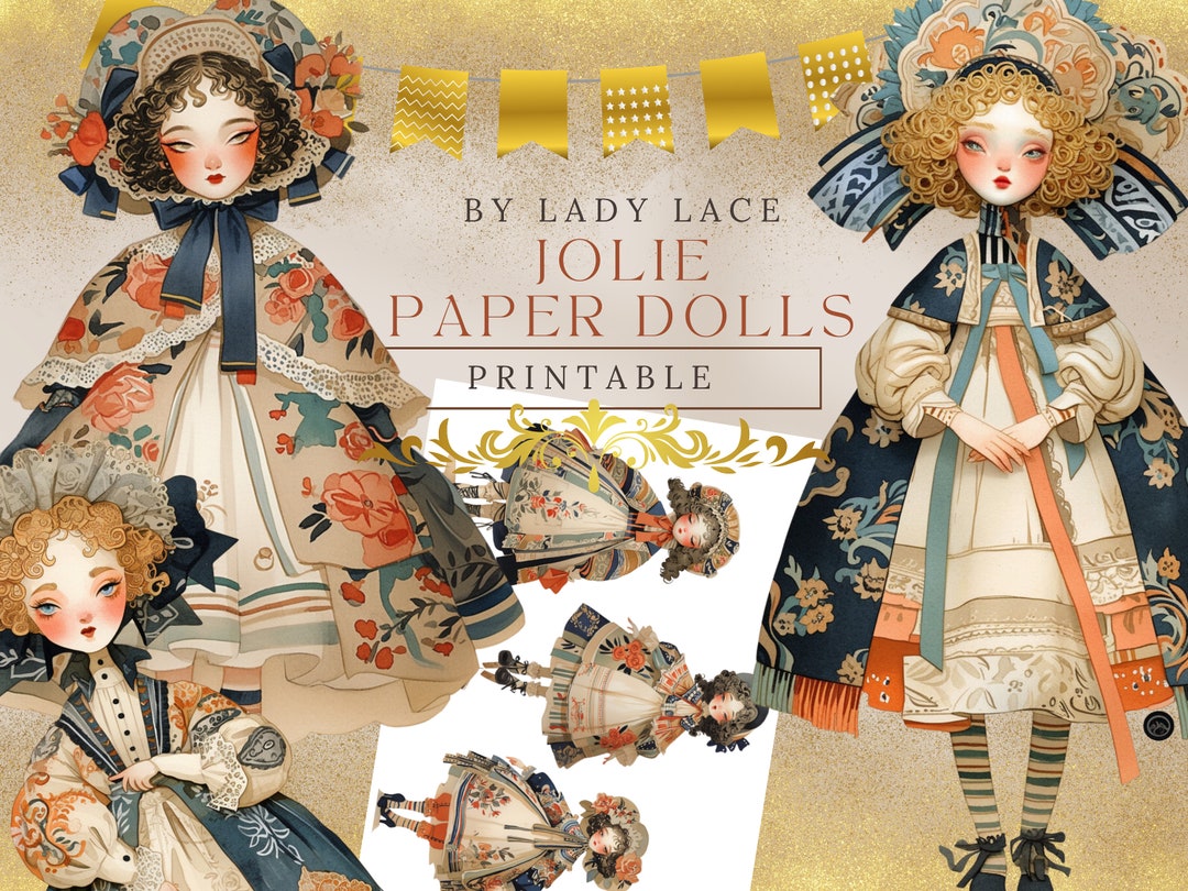 Jolie Dolls Paper Dolls Kit Paper Printable Kit Junk Journal Cut off ...