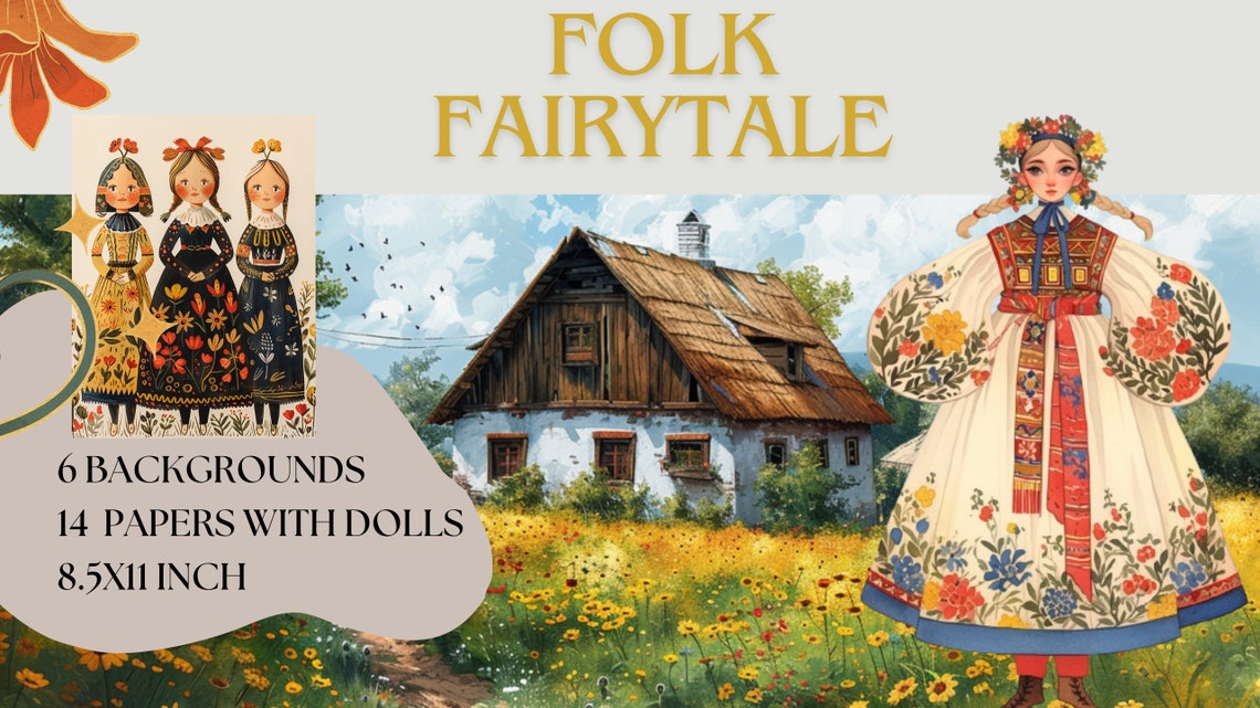 Folk Whimsy Dolls Printable Paper Doll Journaling Supplies Paper Doll ...