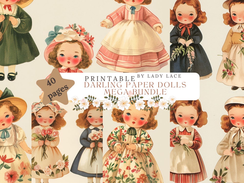 Digital Paper Dolls Printable Paper Doll Journaling Supplies Paper Doll ...