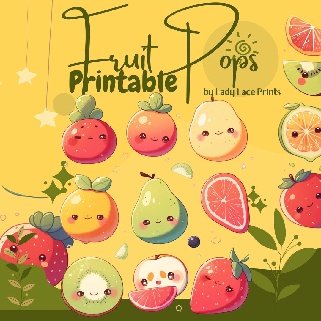 Fruit Pops Stickers Printable Tags Junk Journal Birthday Party Craft ...