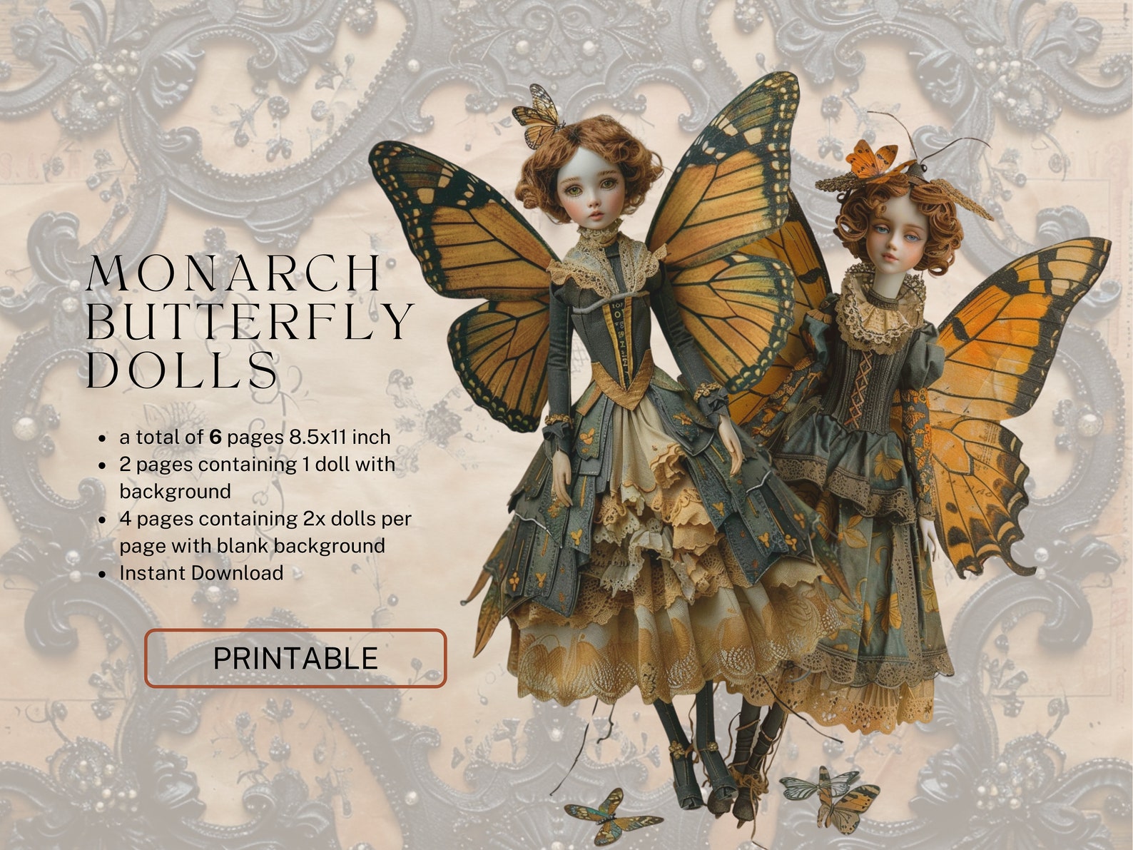 Monarch Paper Doll, Butterfly, Ephemera, Victorian, Scrapbook, Junk ...