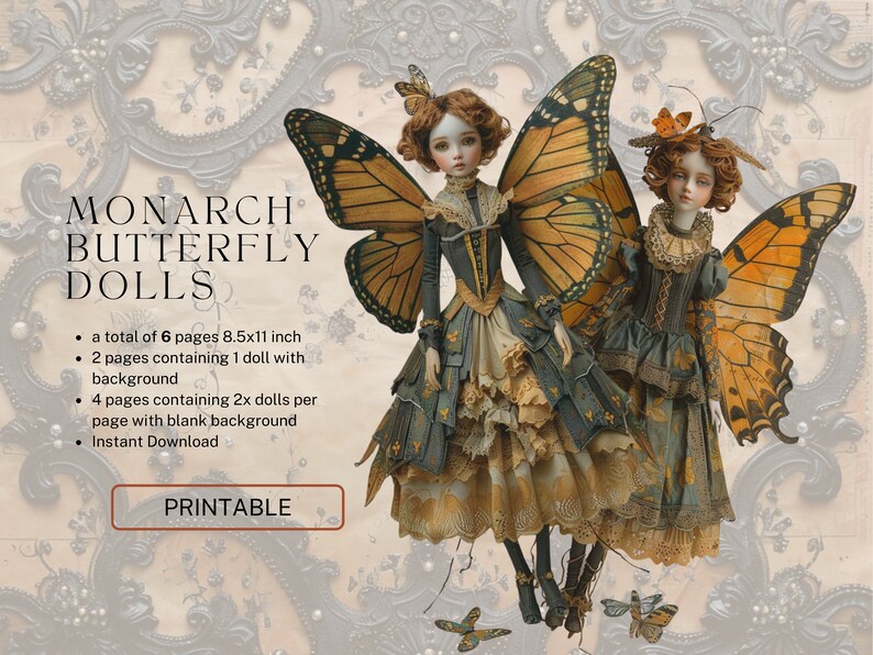 Monarch Paper Doll, Butterfly, Ephemera, Victorian, Scrapbook, Junk ...