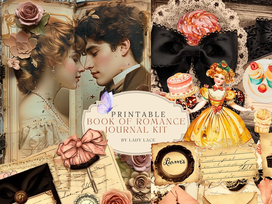 Romantic Journal Kit Junk Journal Pages Love Romance Gift Vintage Roses ...