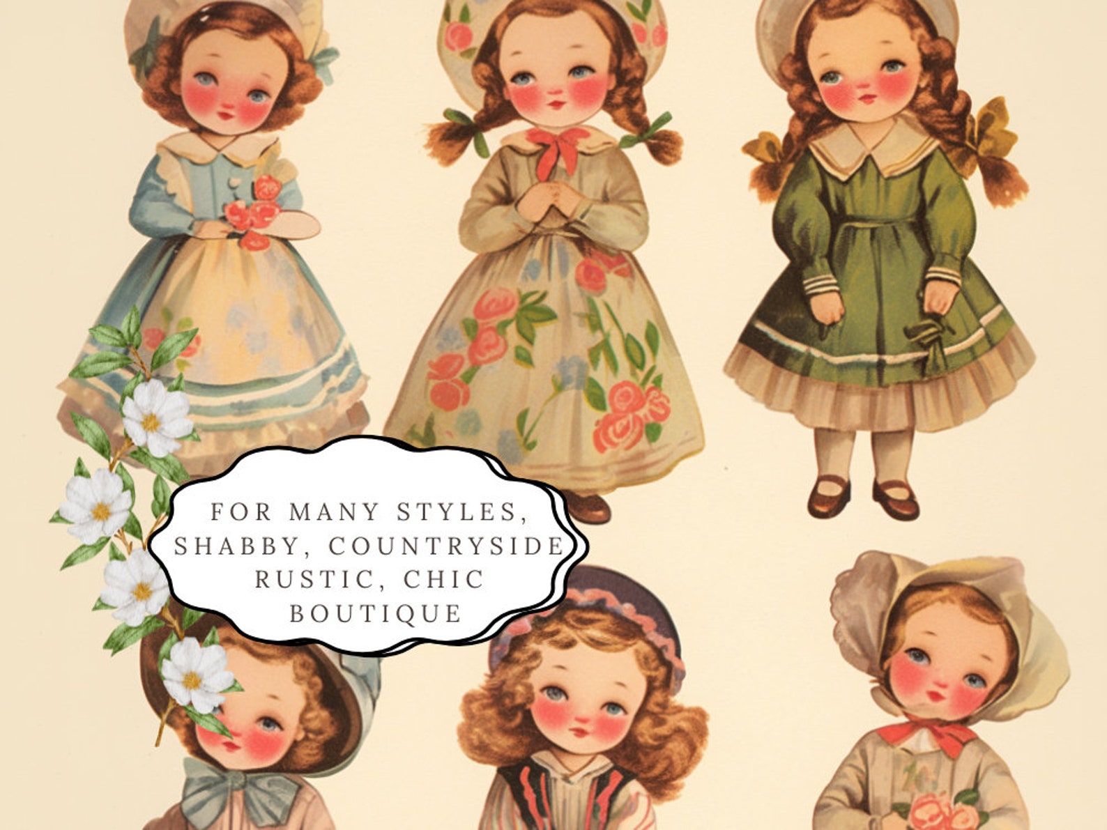 Digital Paper Dolls Printable Paper Doll Journaling Supplies Paper Doll ...