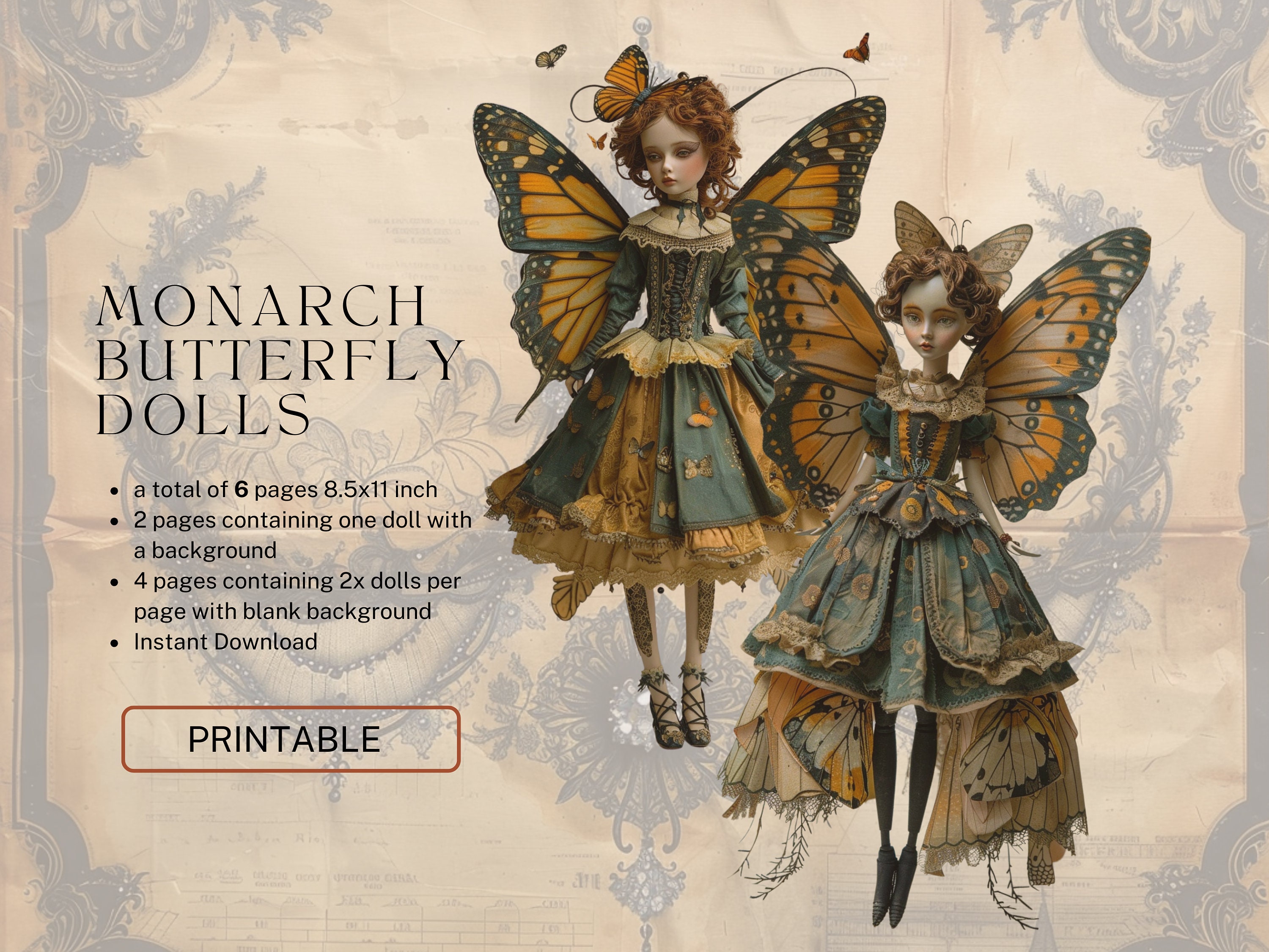 Monarch Paper Doll, Butterfly, Ephemera, Victorian, Scrapbook, Junk ...