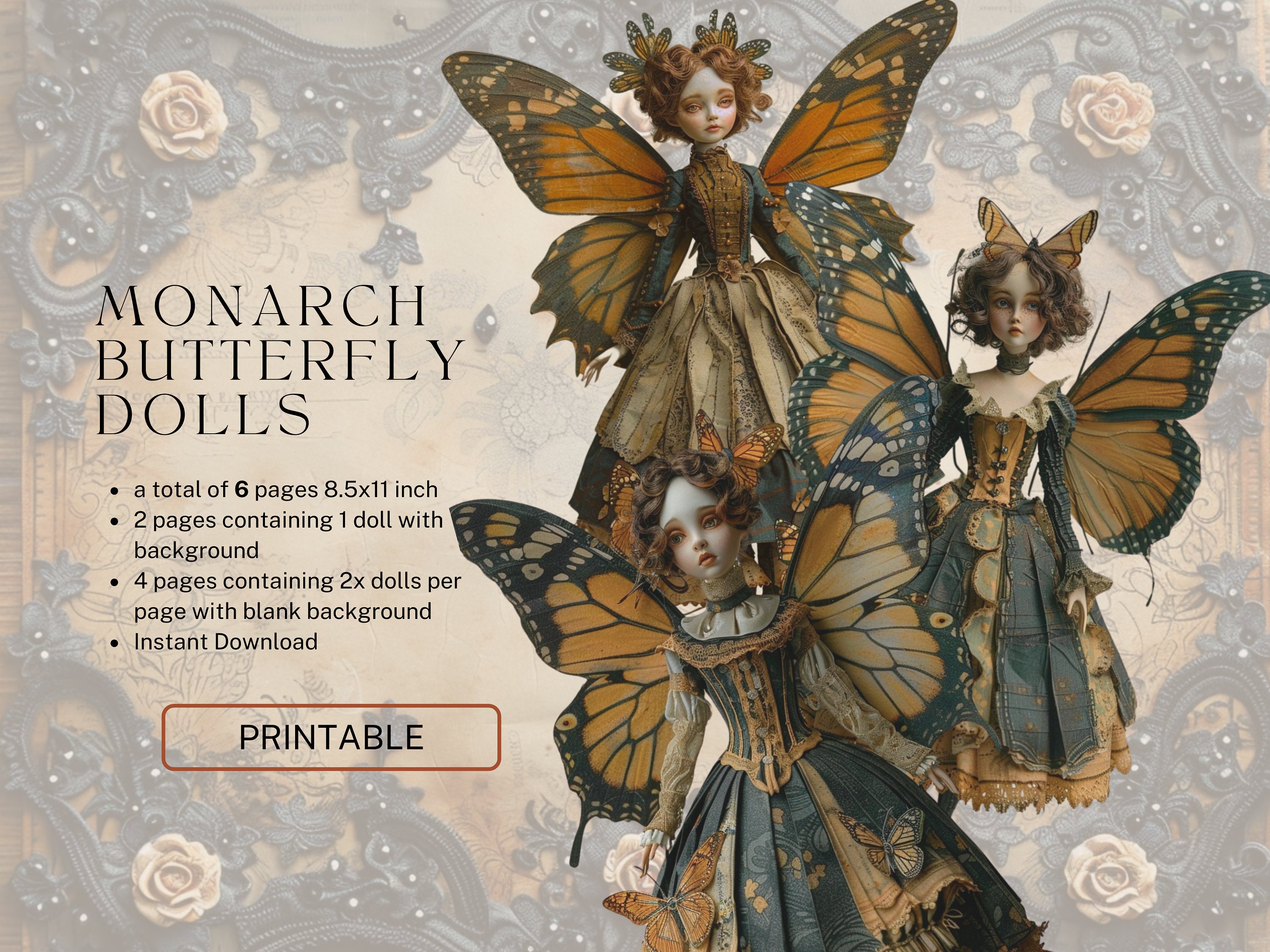 Monarch Paper Doll, Butterfly, Ephemera, Victorian, Scrapbook, Junk ...