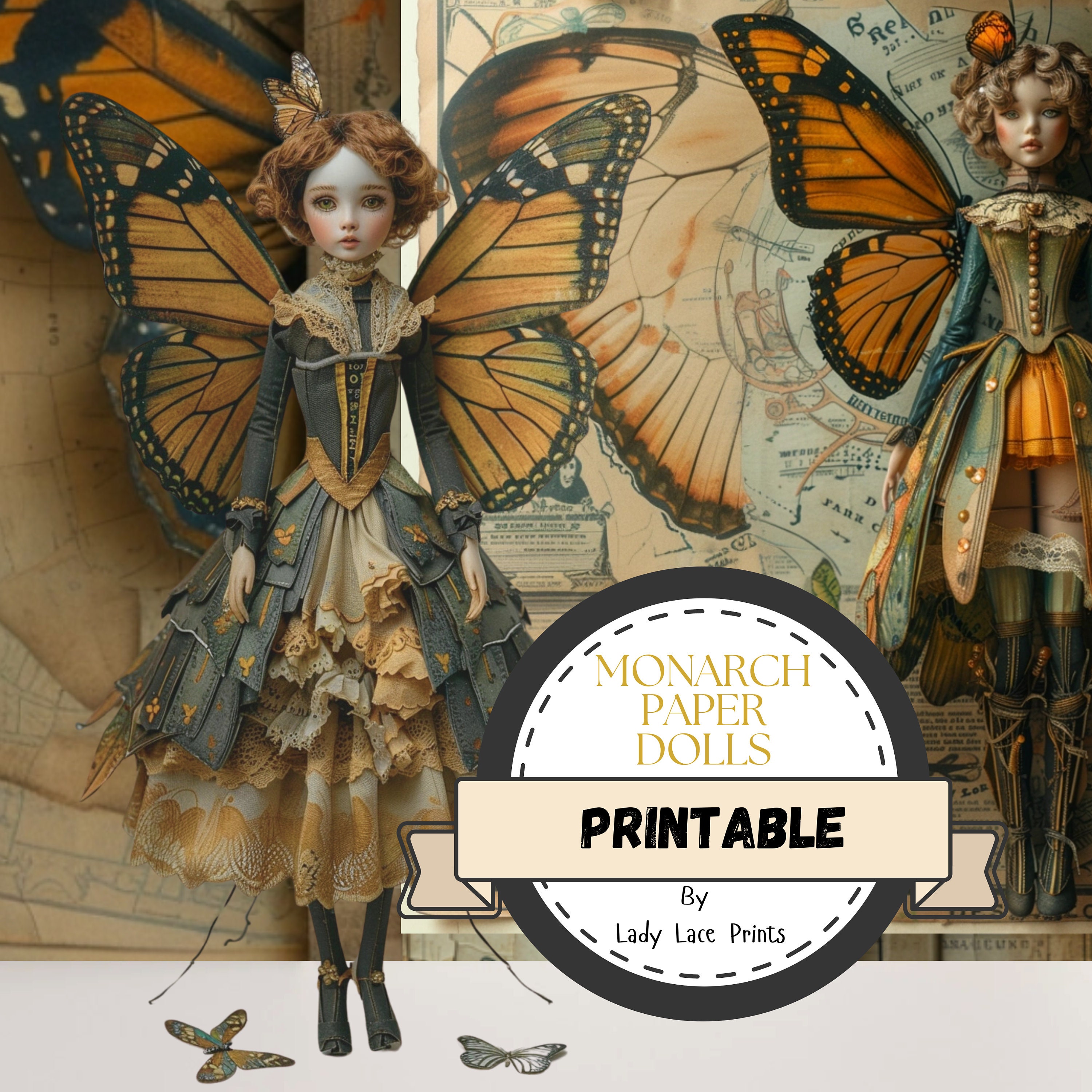 Monarch Paper Doll, Butterfly, Ephemera, Victorian, Scrapbook, Junk ...
