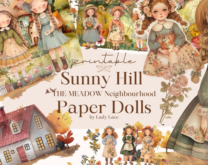 Sunny Hill Paper Dolls Kit Paper Printable Kit Junk Journal Cut off ...