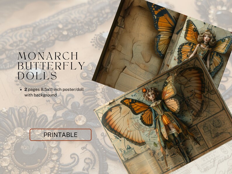 Monarch Paper Doll, Butterfly, Ephemera, Victorian, Scrapbook, Junk ...