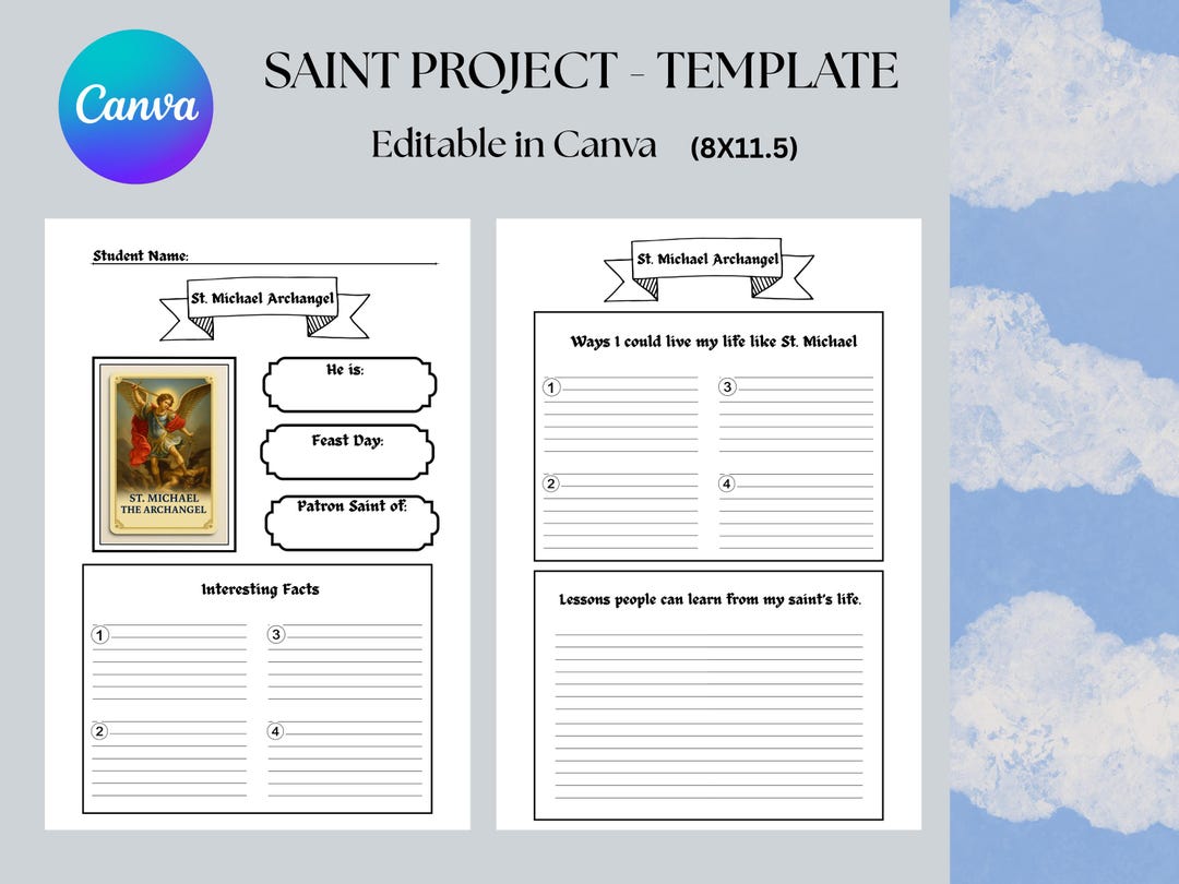 Saints Project - Editable Template, for Saints Day Presentation/project ...