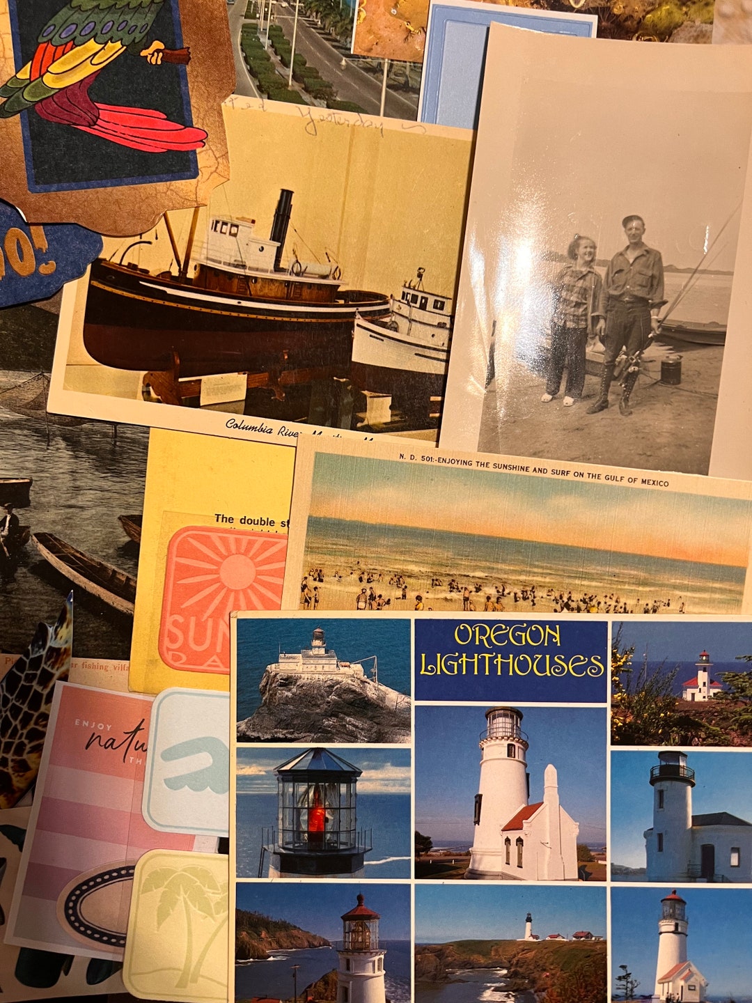 50 Piece Seaside Theme Ephemera Lot Pack/ Great for Collage, Junk Journals, Photo Books ...