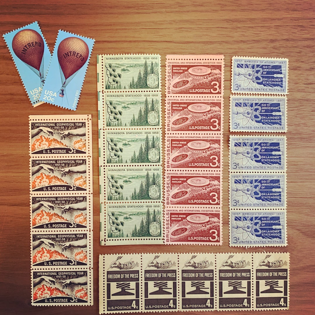 Vintage Unused Stamps for Snailmail, Letters, Collage, Crafts, Junk ...