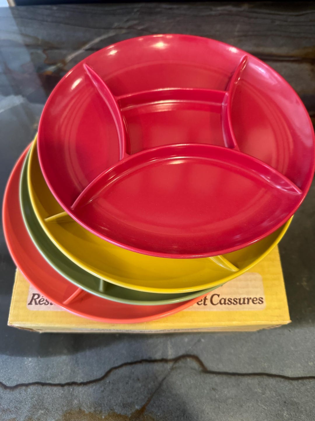 Vintage Canadian Made Melamine Divided Plates Set of Four - Etsy