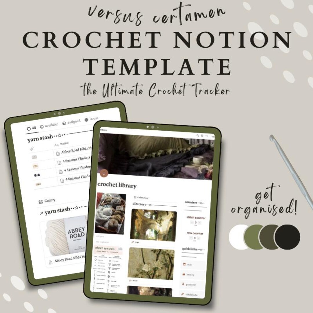 Notion Crochet Library - WIP, Inspiration, Stash, and More! - Instant ...