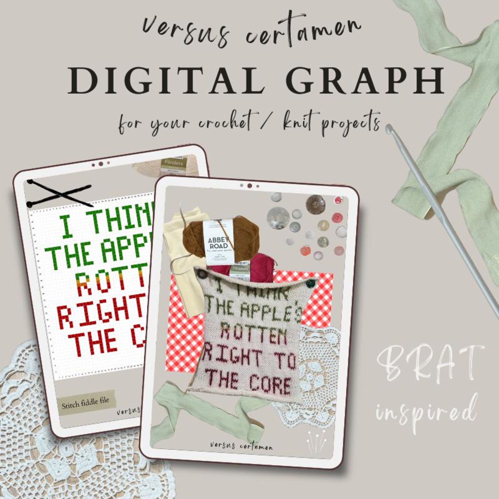 Rotten Core Crochet & Knit Chart | Digital Graph | BRAT Inspired Quote ...