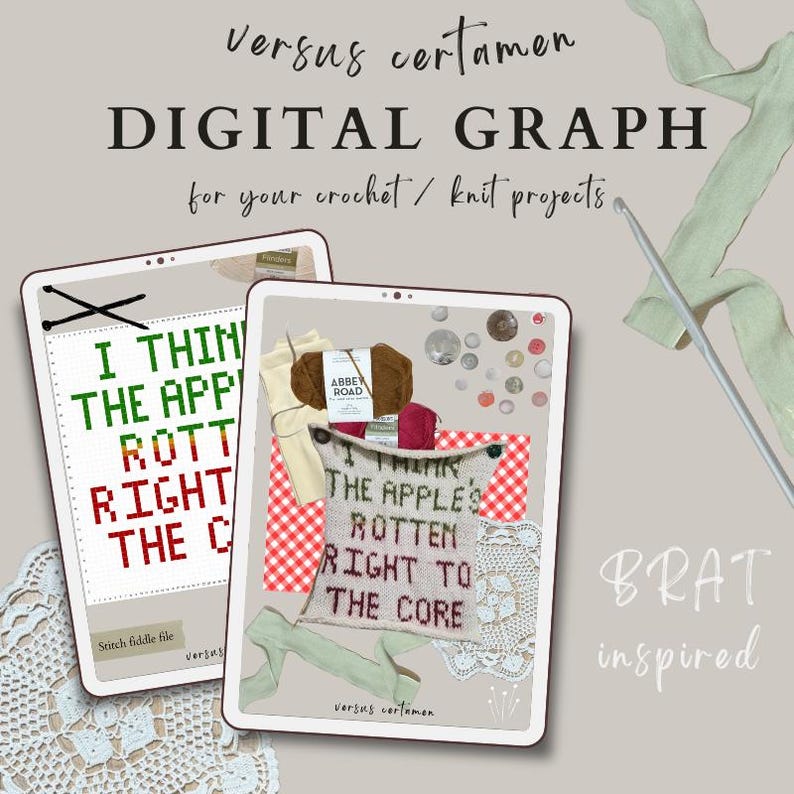 Rotten Core Crochet & Knit Chart | Digital Graph | BRAT Inspired Quote ...