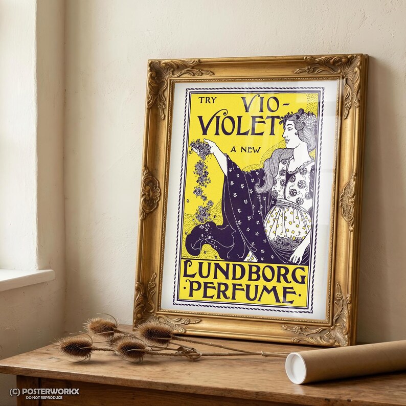 Louis Rhead Lundborg Perfume Poster 1890s – Vintage Art Nouveau Violet ...