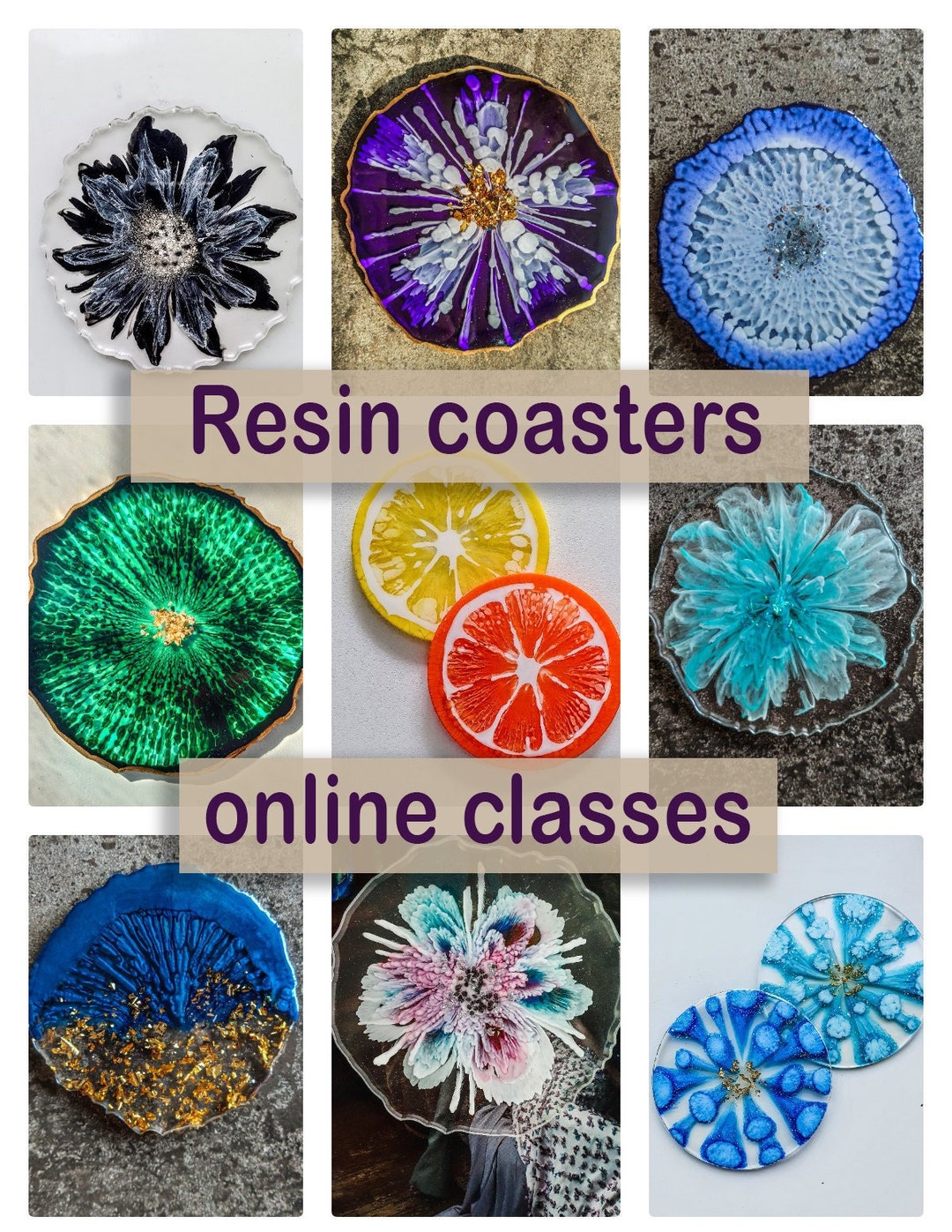 Resin Lessons Resin Coasters Course Learn Resin Art for Beginners Craft Courses Handcrafted ...