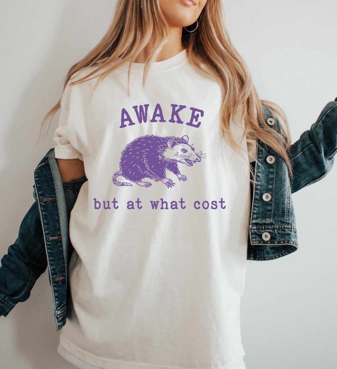 Awake but at What Cost Retro Shirt, Funny Opossum Meme T-shirt ...