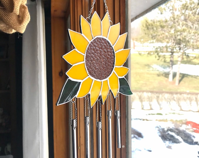 Fused Glass Teal Field of Flowers Wind-chime - Flower Panel Wind Chime ...