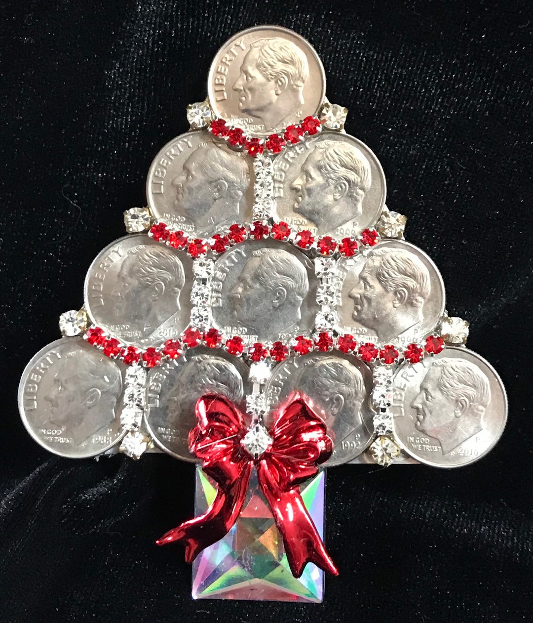 Genuine Money Tree : Vintage Rhinestone Christmas Tree Pin Brooch ...