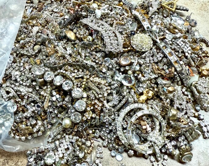 5 POUNDS Vintage Rhinestone Components Pieces Parts for Jewelry ...