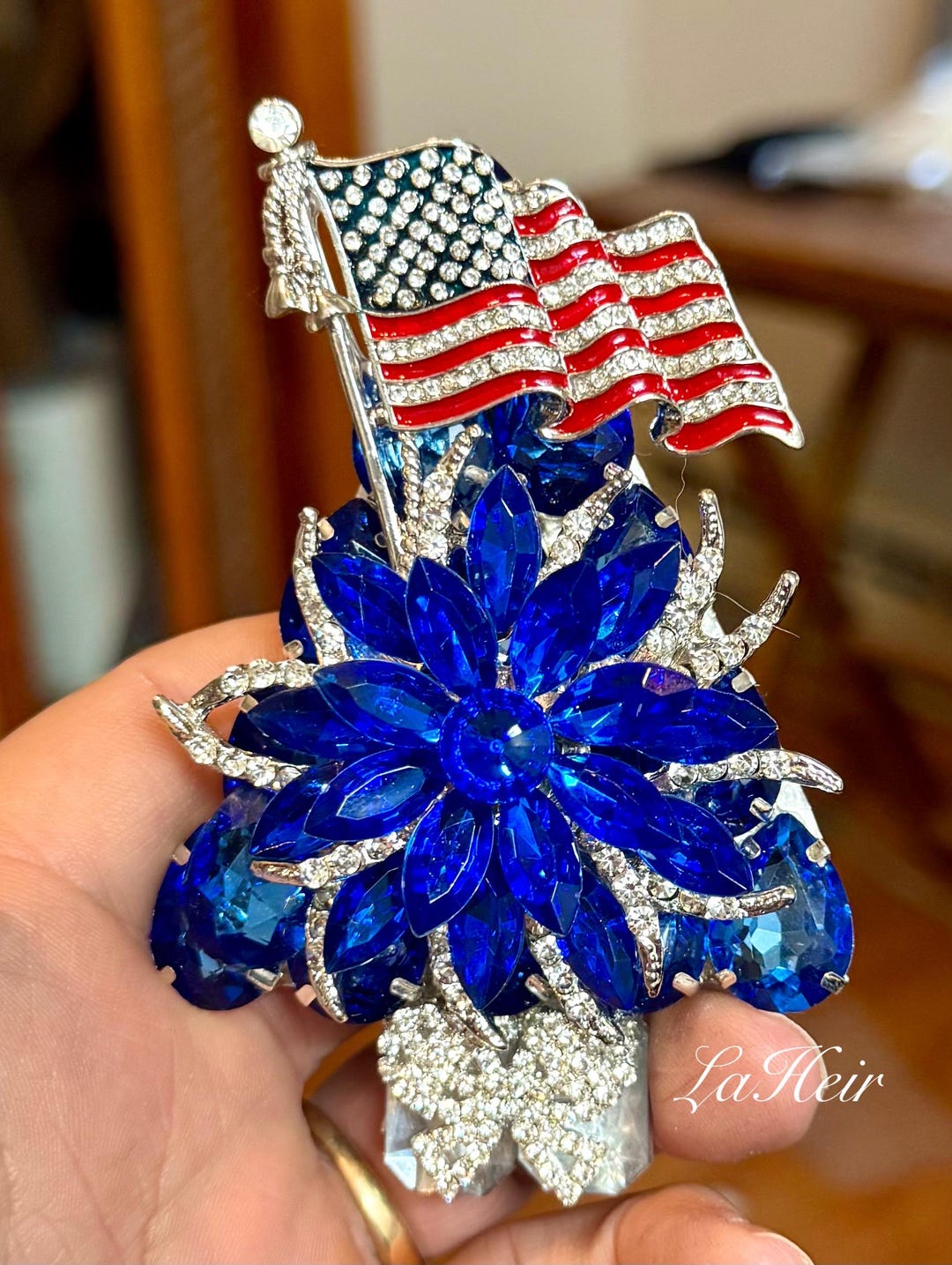 USA American Patriotic Flag Vintage Rhinestone Christmas Tree Pin ...