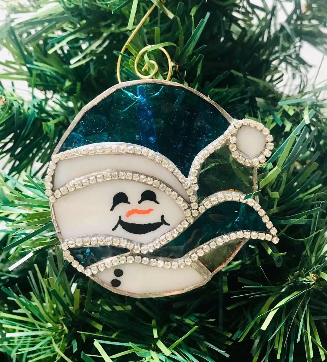 PIN & ORNAMENT Adorable Snowman Vintage Rhinestone Christmas Tree Pin ...