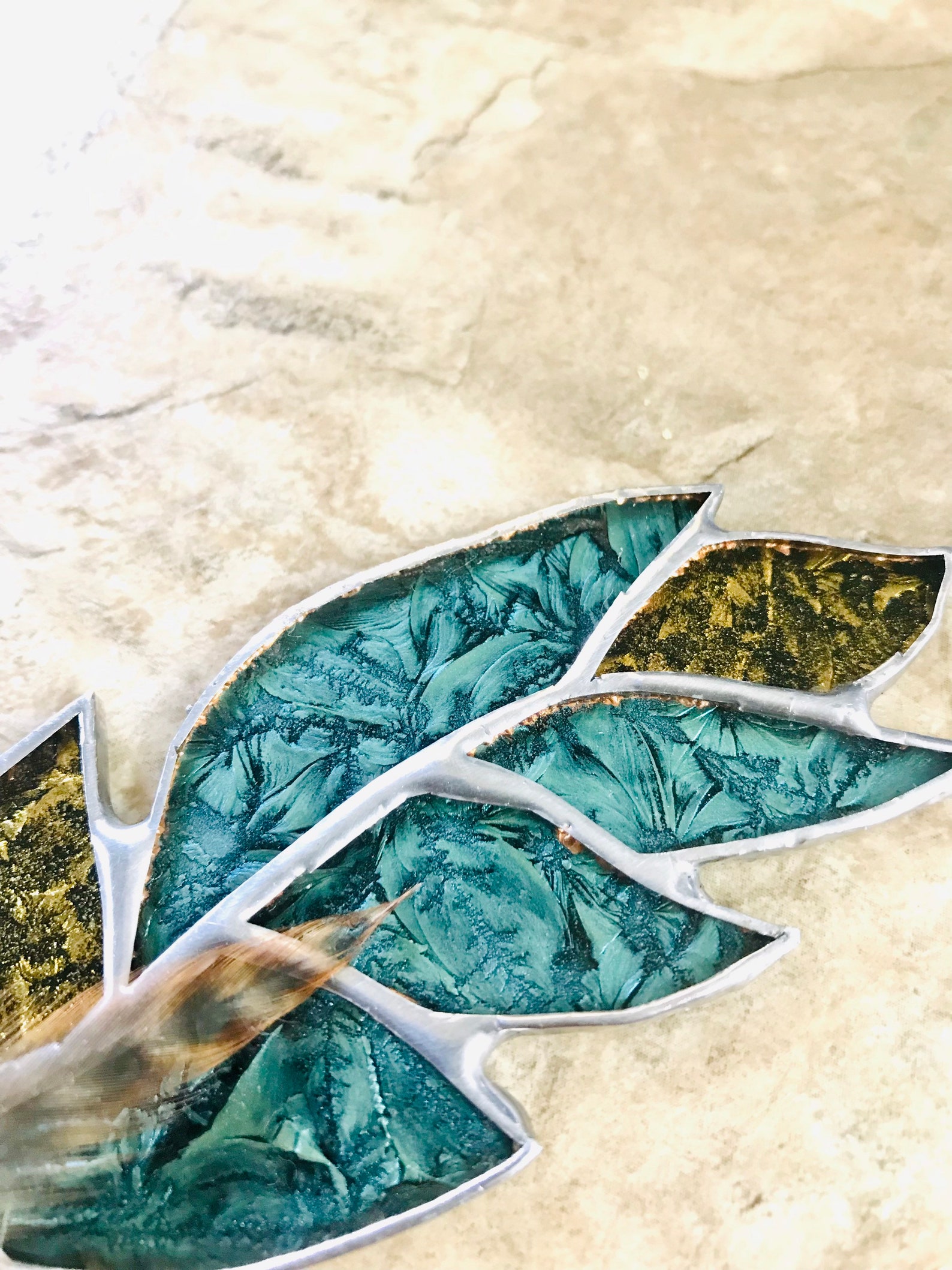 Beautiful Van Gogh Stained Glass Feather Suncatcher Sun - Etsy