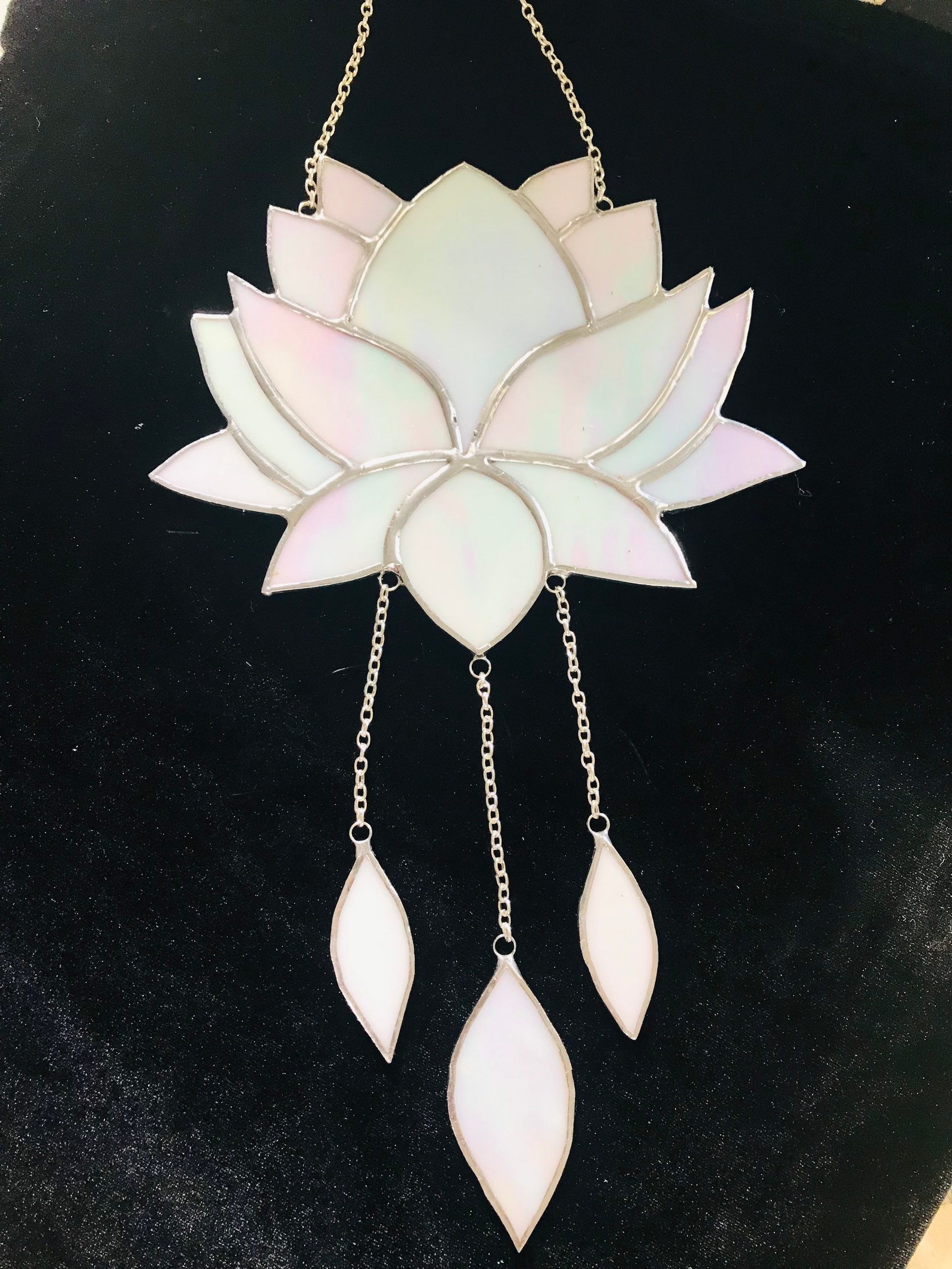 Lotus Flower Windchime Stained Glass Wind Chimes Suncatcher Sun Catcher ...