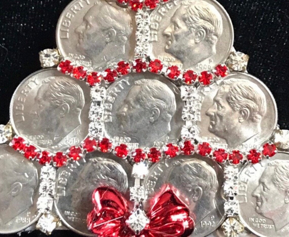Genuine Money Tree : Vintage Rhinestone Christmas Tree Pin Brooch ...