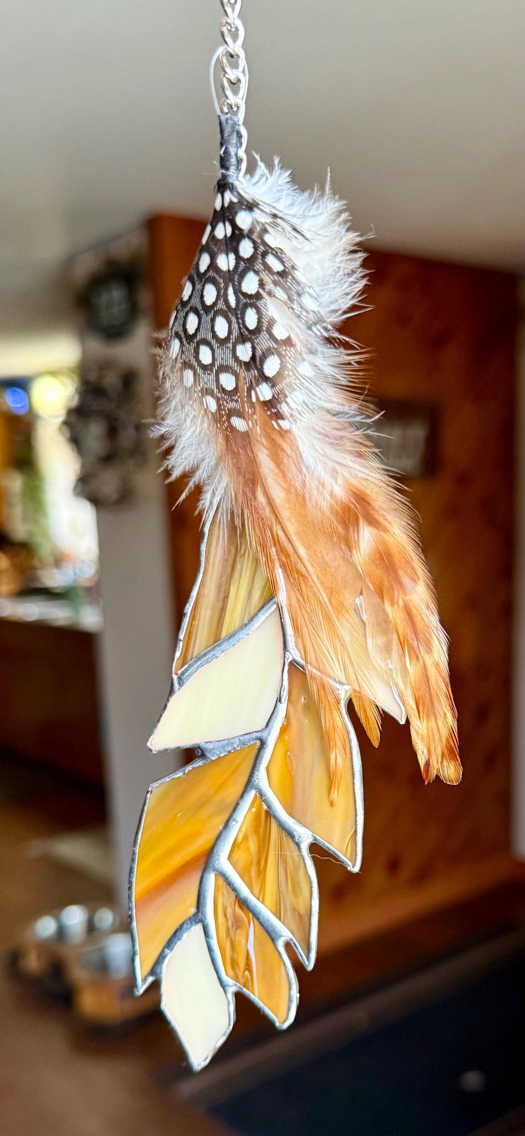Stained Glass Feather Suncatcher Sun Catcher W/ Real Feather - Etsy