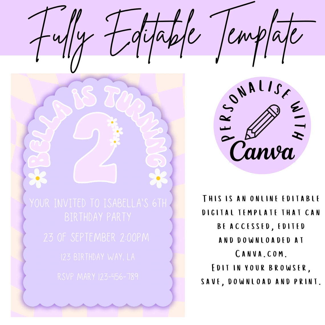Editable Birthday Invitation, Funky Party Invitation, Invitation ...