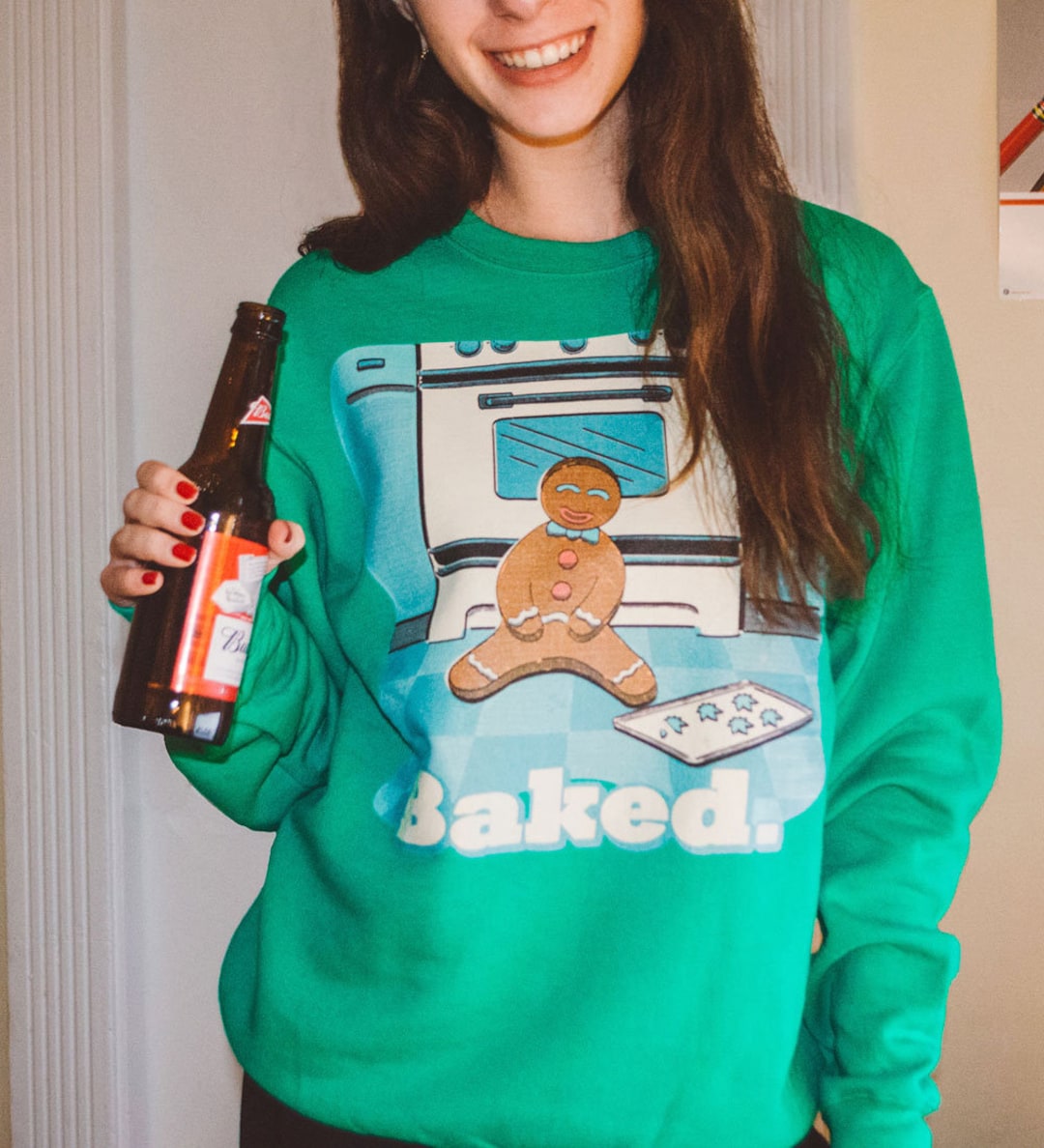 Funny Christmas Sweater, Baked Gingerbread Man Sweatshirt, Green ...