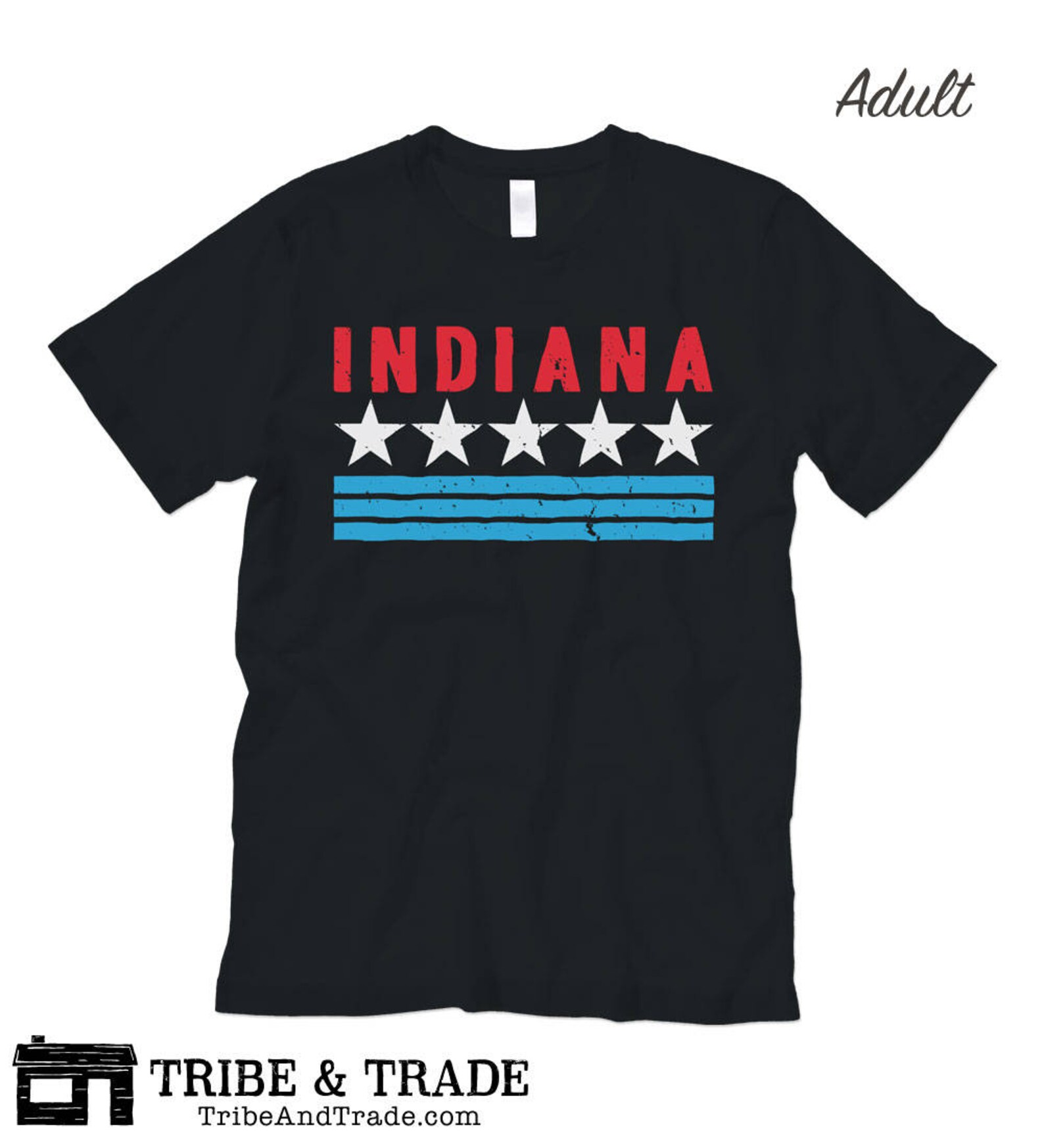 Red White and Blue Indiana T-shirt Cotton Unisex Black - Etsy