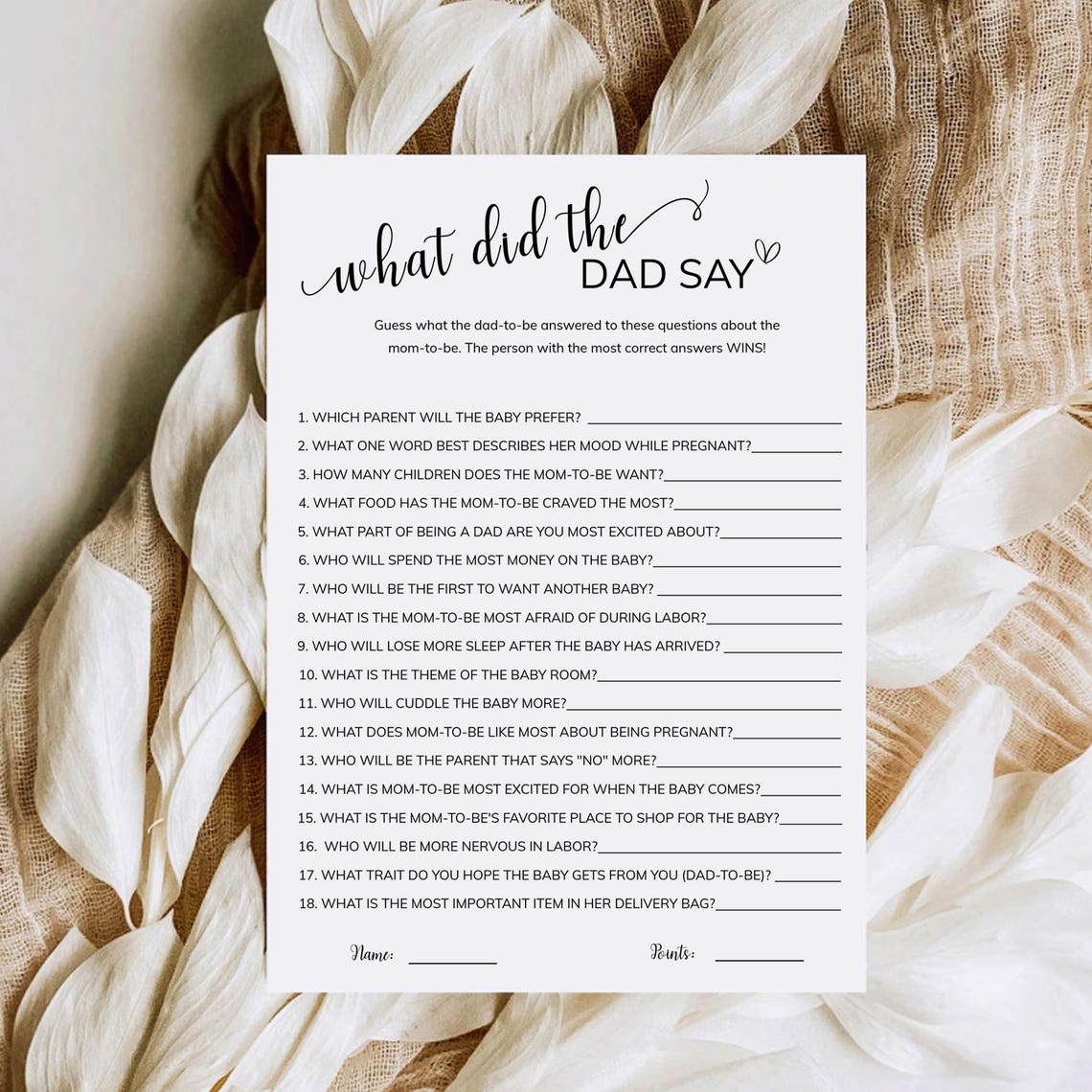 What Did the Dad Say Baby Shower Game What Did He Say Baby Trivia Baby ...